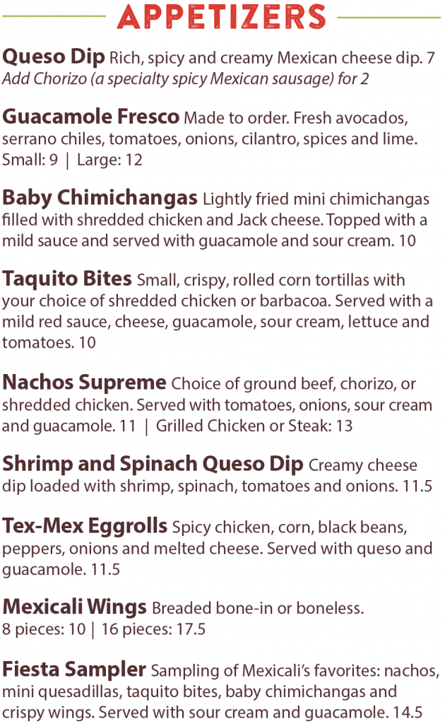 Holden Menu - Mexicali Mexican Grill