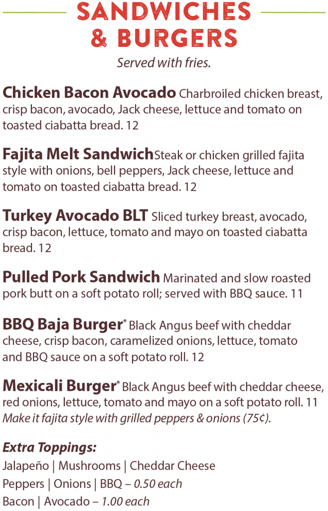 Menus - Webster - Mexicali Mexican Grill