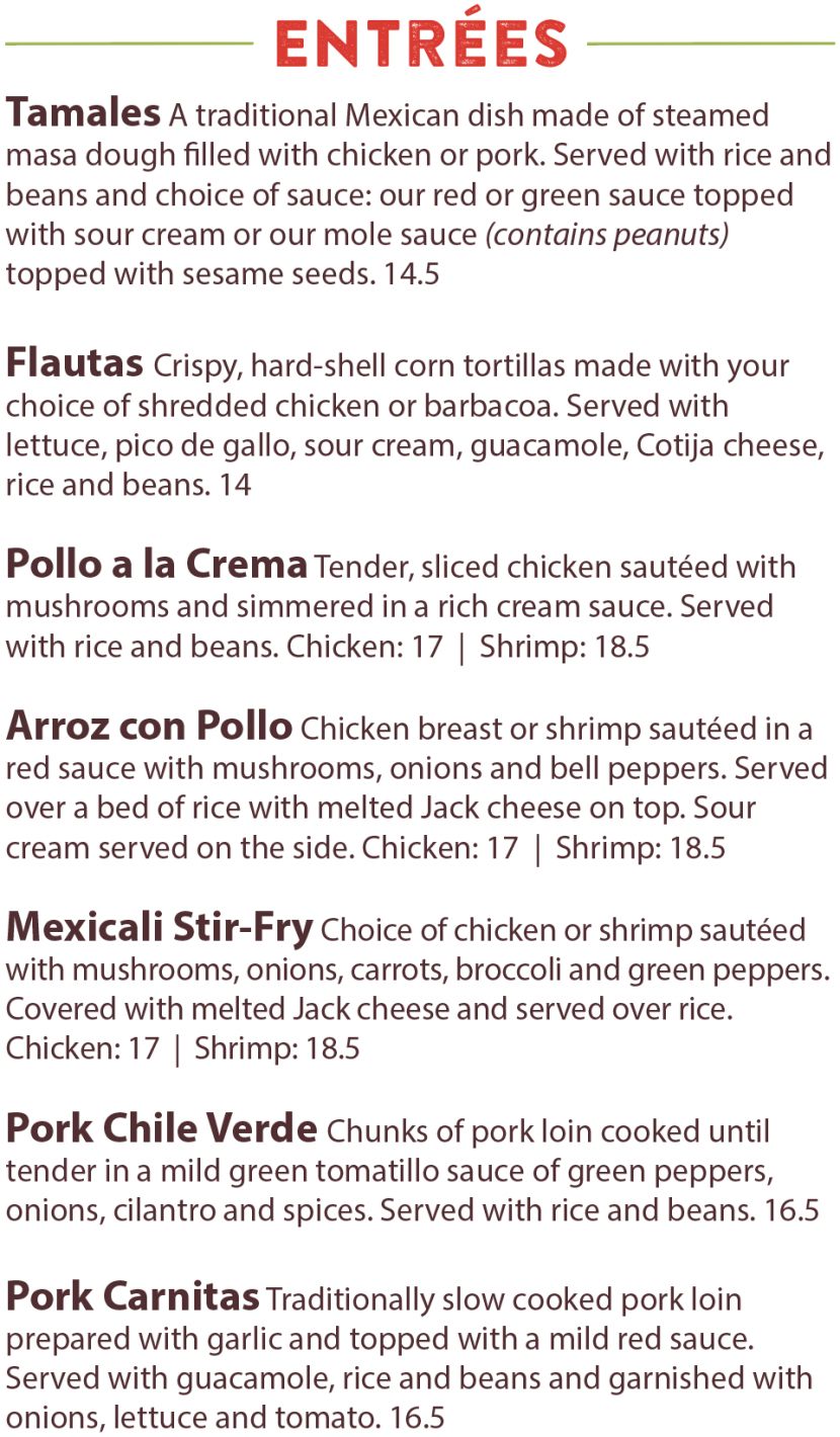 Holden Menu - Mexicali Mexican Grill